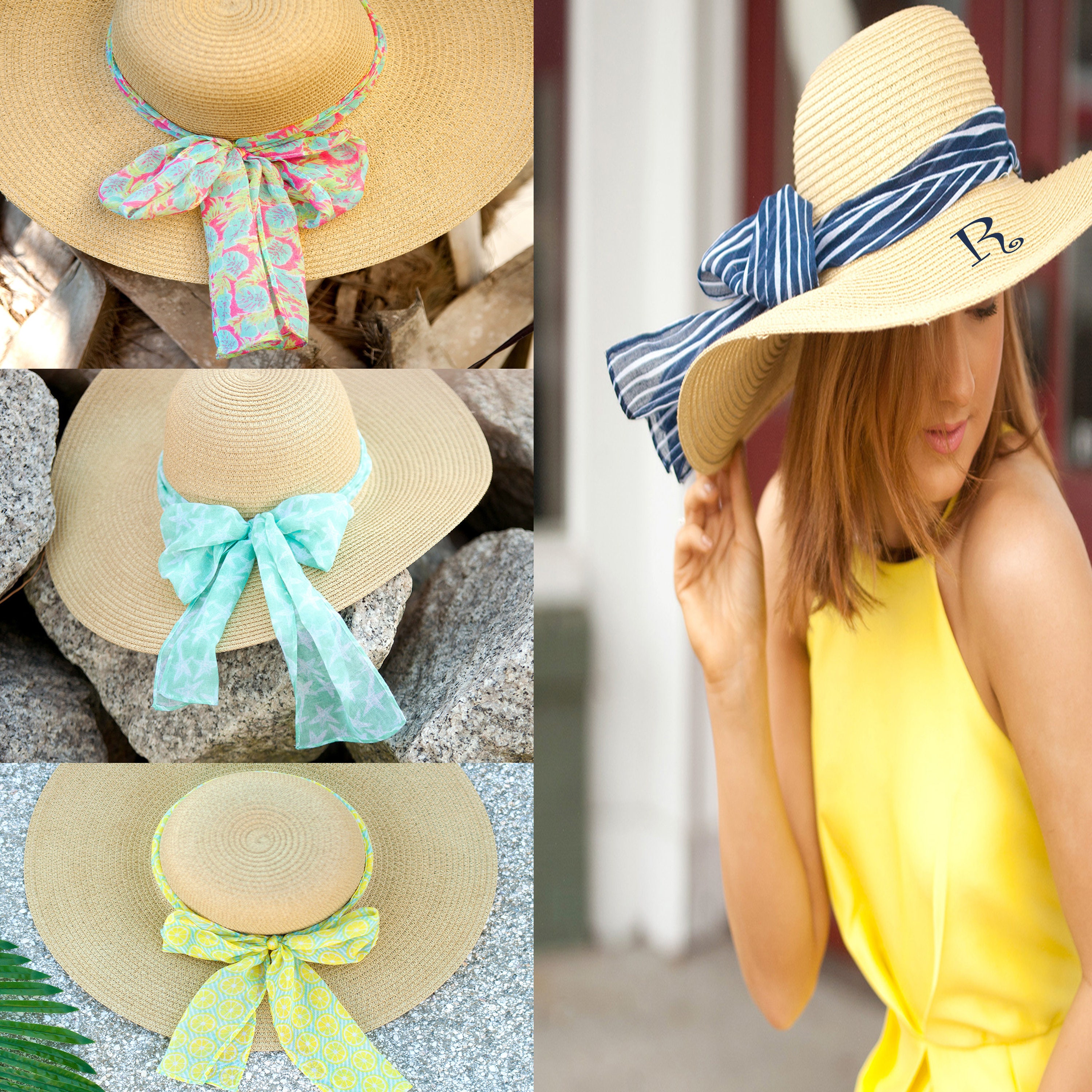 Monogram Floppy Hat Personalized Beach Hat Custom Derby | Etsy