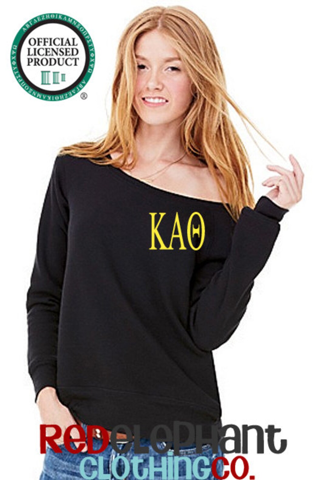 Kappa Alpha Theta Sweatshirt, off Shoulder Wide Neck Pullover ...