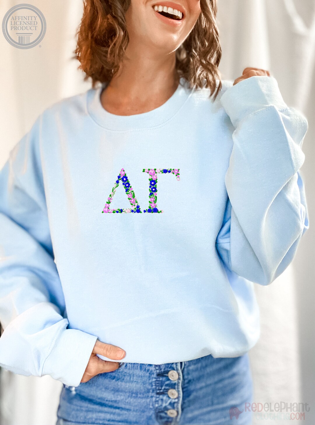 Delta Gamma Embroidered Sweatshirt, DG Crew Neck Pullover Sweater ...