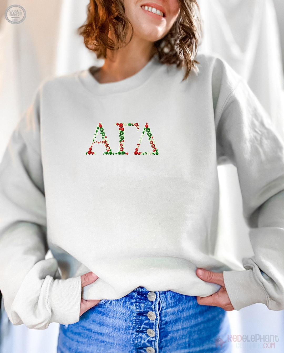 Alpha Gamma Delta Embroidered Sweatshirt, Alpha Gam Crew Neck Pullover ...
