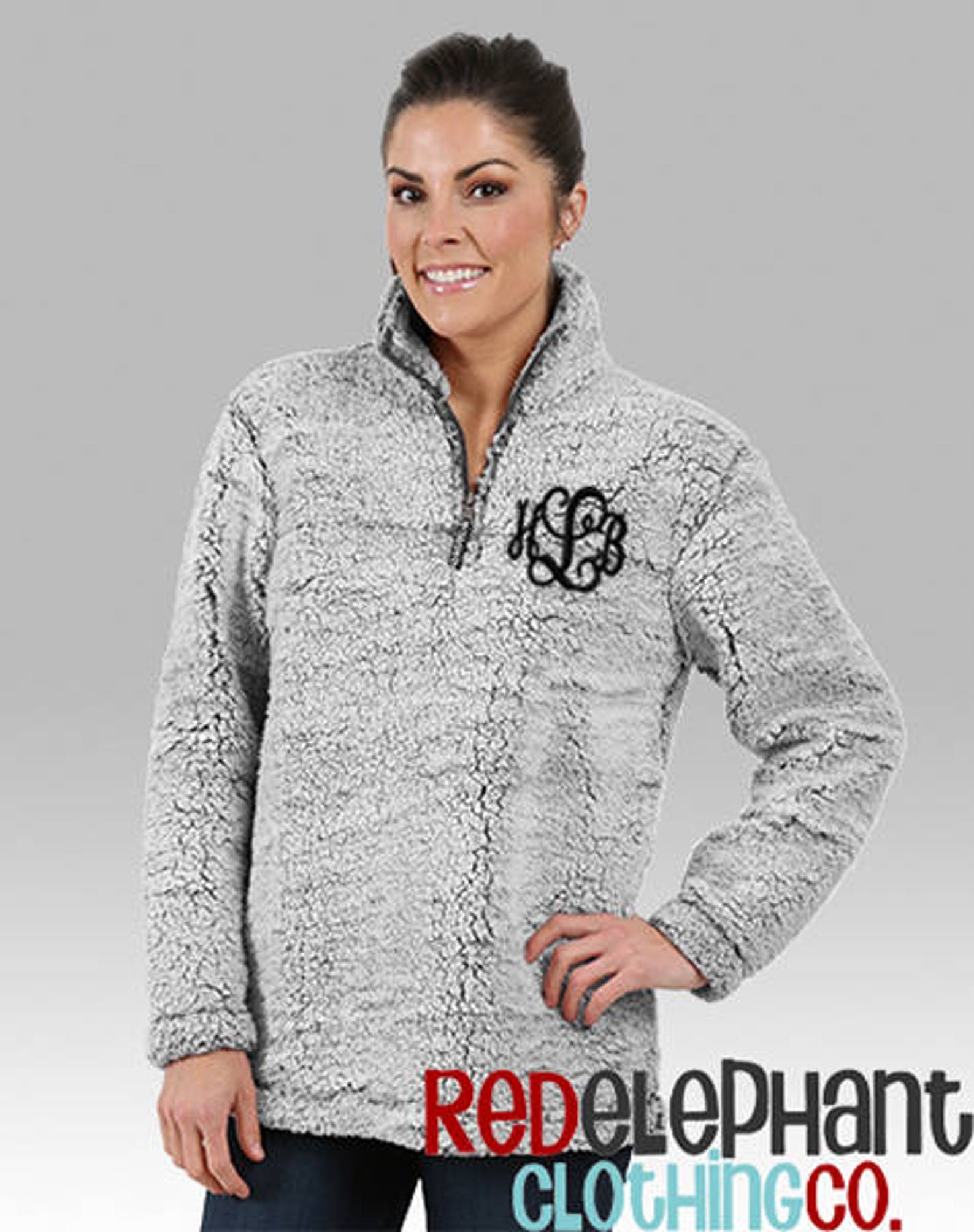 Monogram Sherpa Pullover Jacket Personalized Quarter Zip - Etsy