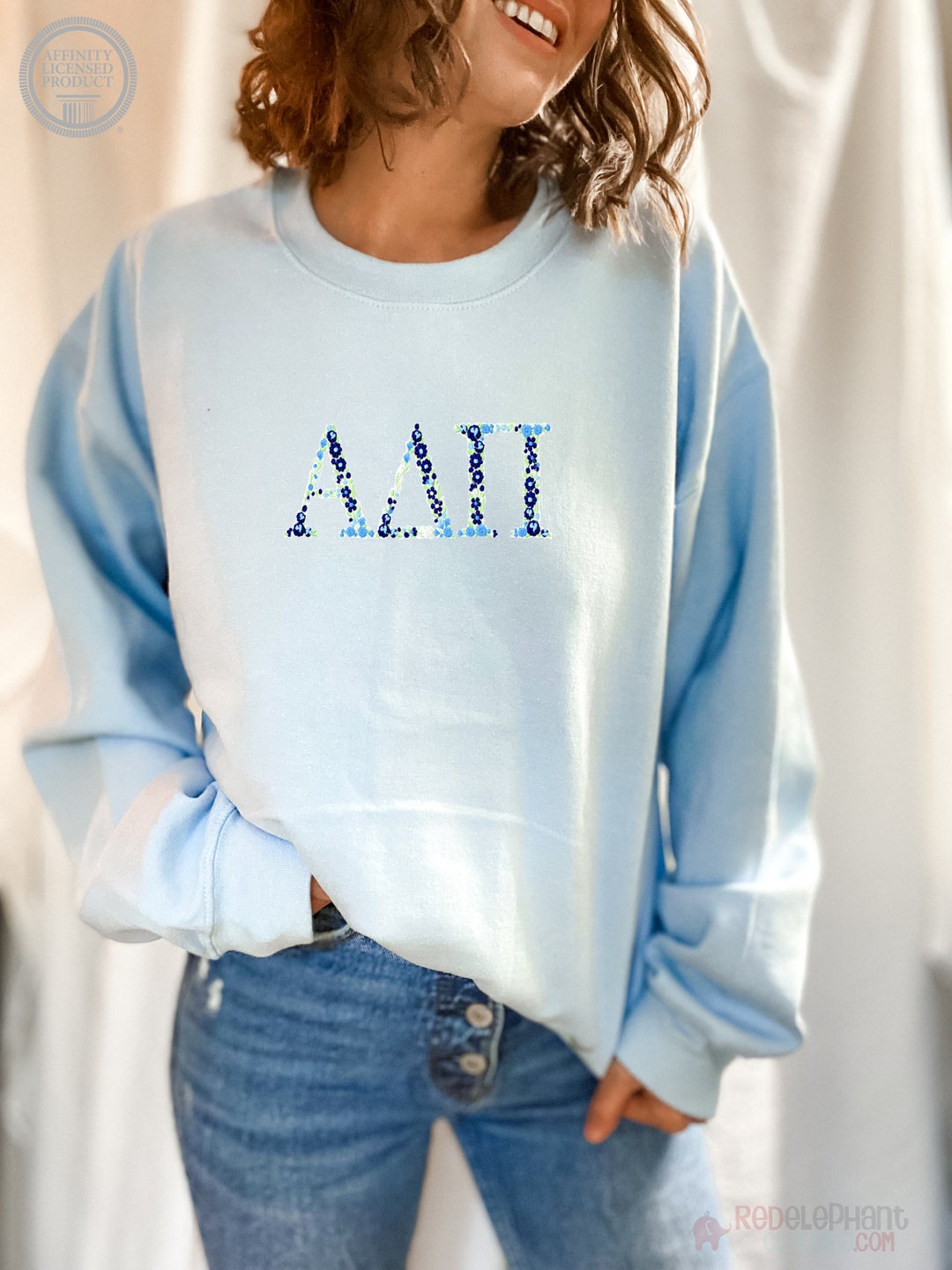 Alpha Delta Pi Embroidered Sweatshirt, Adpi Crew Neck Pullover Sorority ...