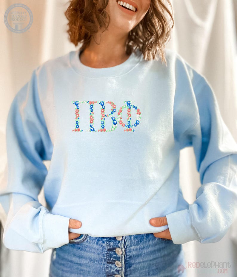 Phi Mu Embroidered Crewneck Sweatshirt, Pullover Crew Neck Sweater ...