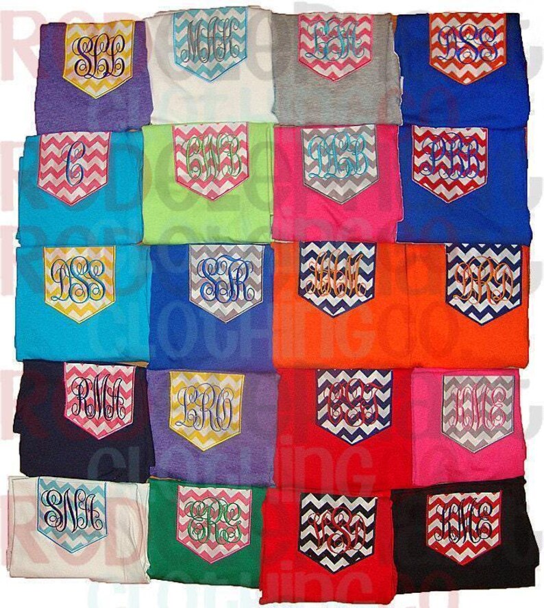 Chevron Pocket Tee for Ladies, Monogram Pocket Shirt for Adults ...