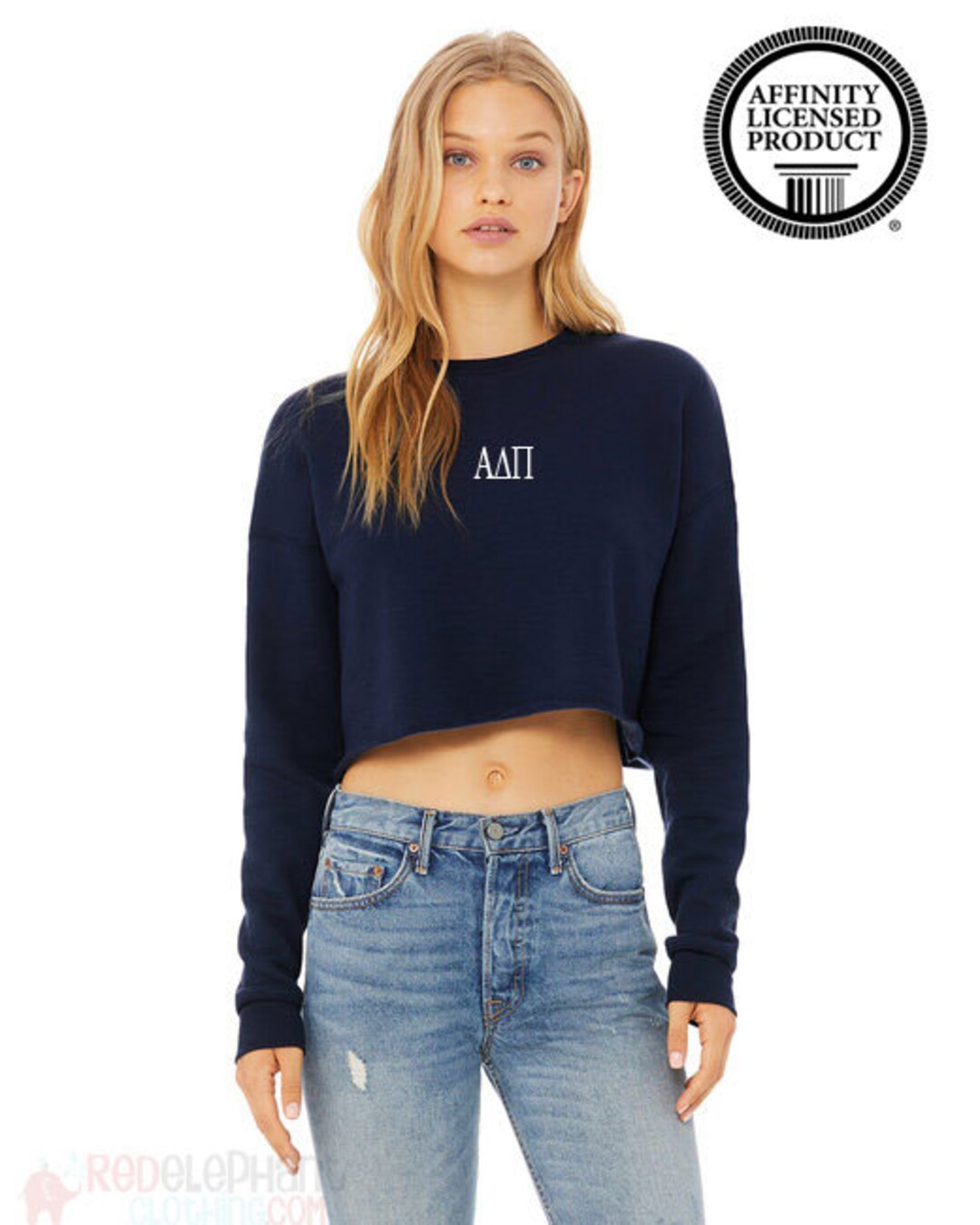 Alpha Delta Pi Cropped Crewneck Sweatshirt Crewneck Pullover ...