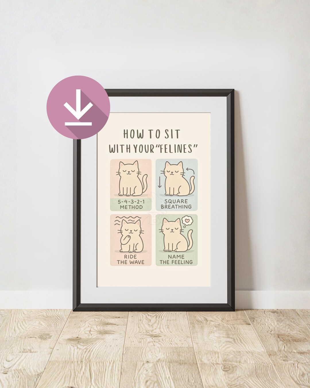 Mindfulness Cat Art Print: DBT Skills, Self Care (digital Download) - Etsy