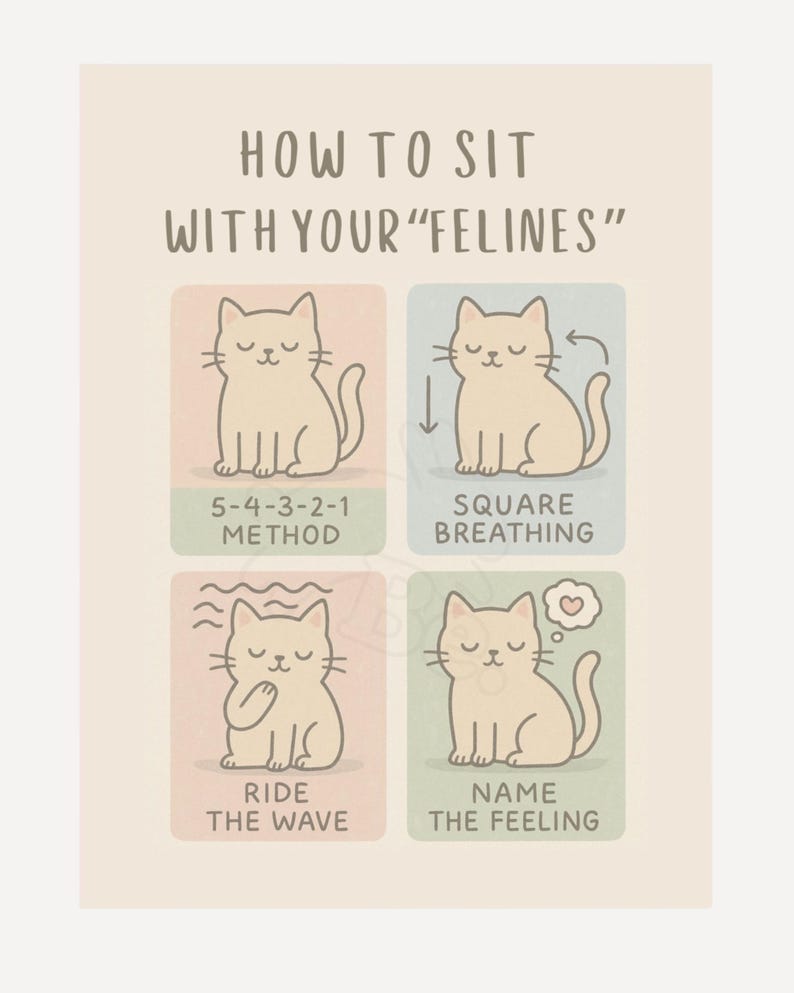 Mindfulness Cat Poster: DBT Therapy Office Art Print - Etsy
