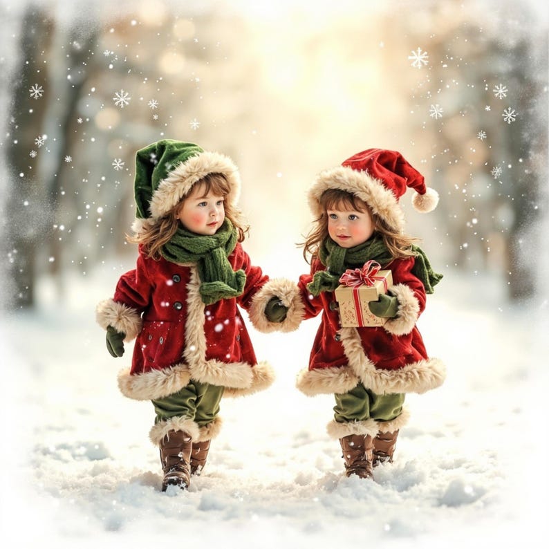 Christmas Kids Clipart | Snowy Holiday PNG (digital Download ...