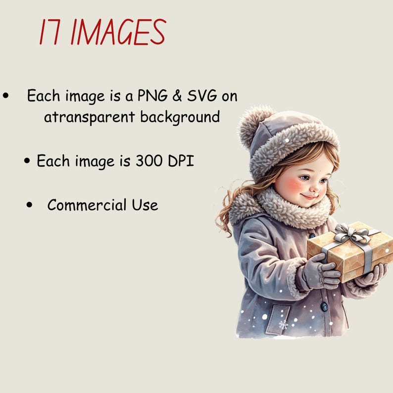 Christmas Kids Clipart | Snowy Holiday PNG (digital Download ...