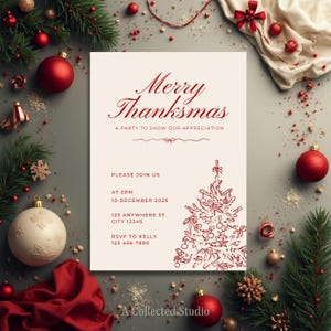 Merry Thanksmas Party Invitation | Editable Canva Template | Modern ...