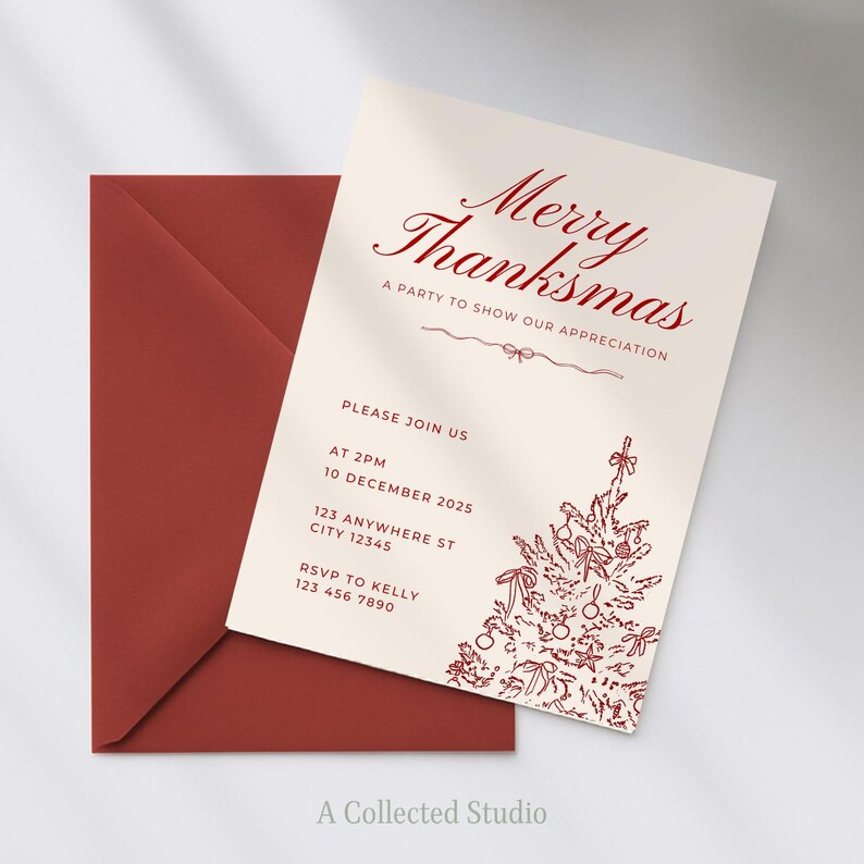 Merry Thanksmas Party Invitation | Editable Canva Template | Modern ...