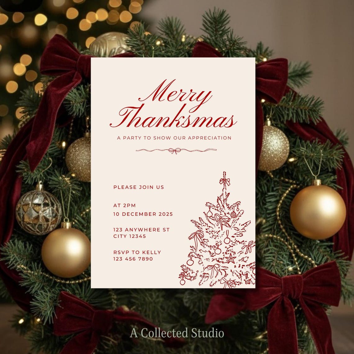 Merry Thanksmas Party Invitation | Editable Canva Template | Modern ...