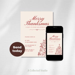 Merry Thanksmas Party Invitation | Editable Canva Template | Modern ...