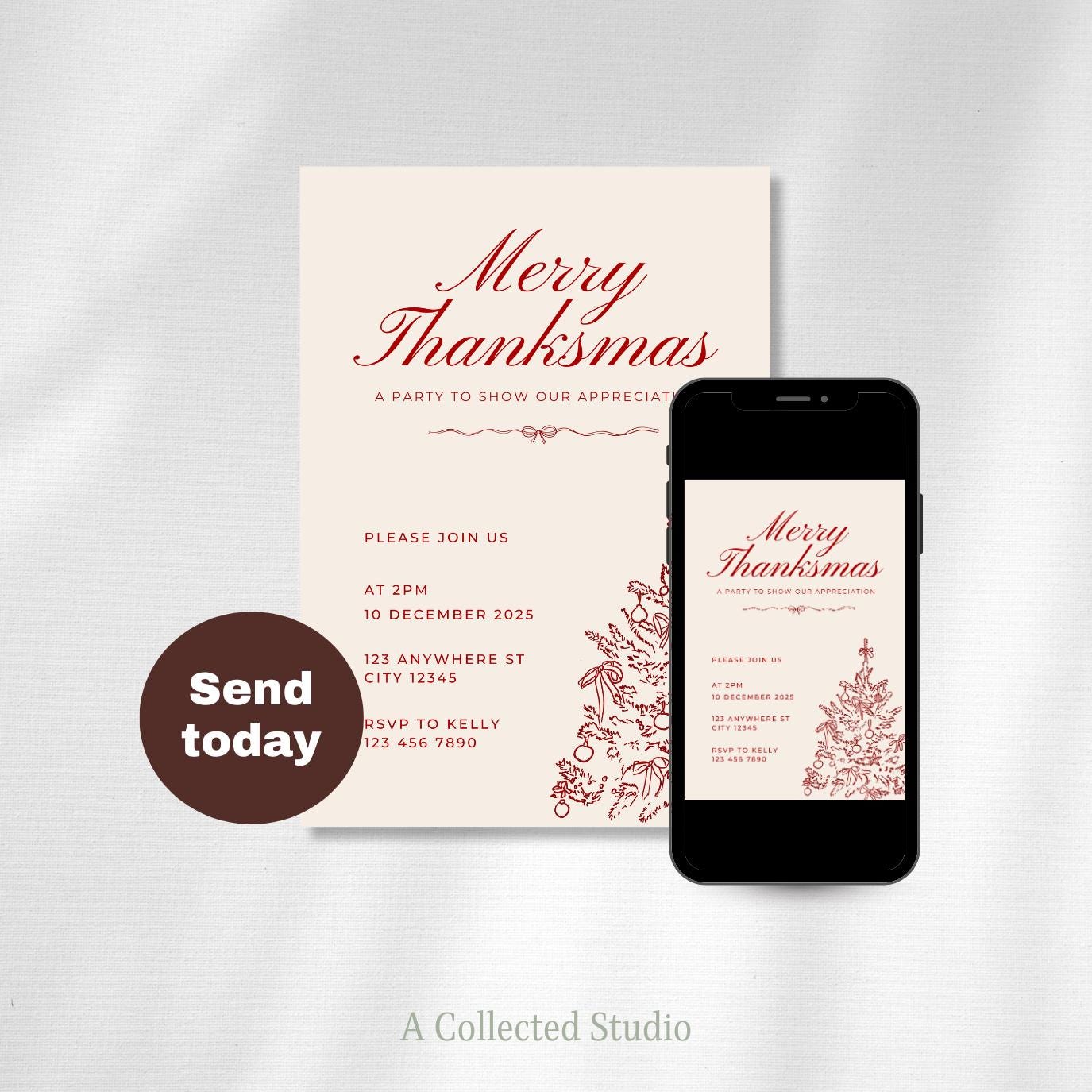 Merry Thanksmas Party Invitation | Editable Canva Template | Modern ...