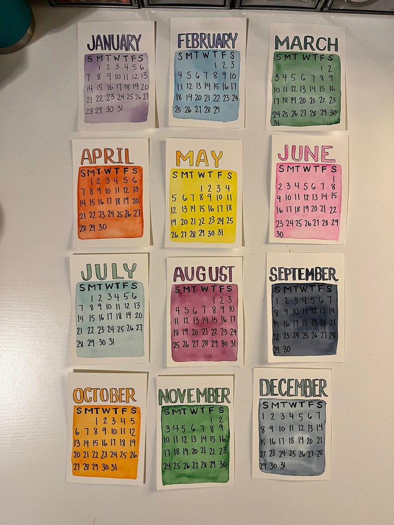Printable 2024 Watercolor Calendar - Etsy