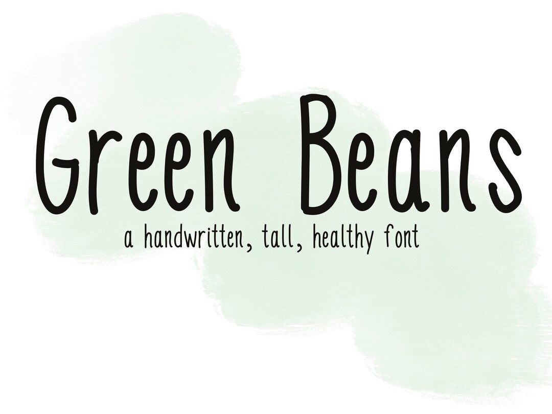 Green Beans Handwritten Font: Tall, Thin Letters (TTF Digital Download ...