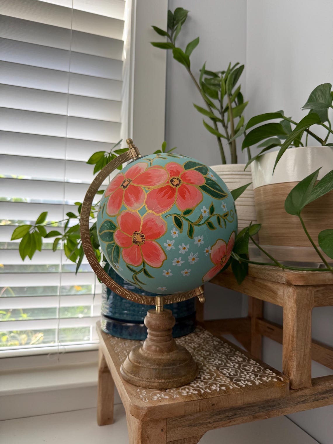 Repurposed Floral Hand Painted 9 Inch Globe - Etsy