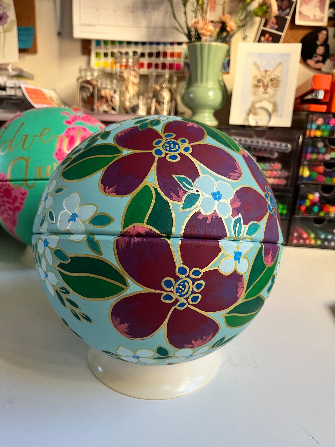 Repurposed Floral Hand Painted 9 Inch Globe - Etsy