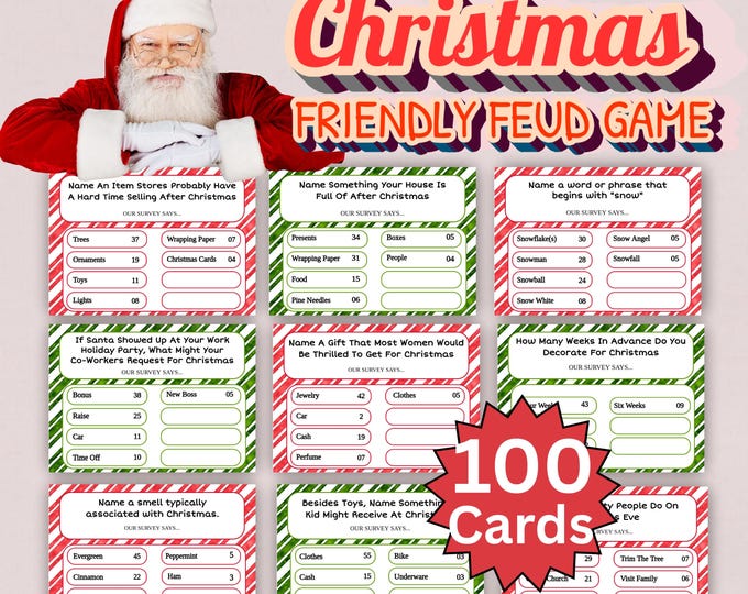 Christmas Friendly Feud Game Printable,family Feud Quiz,holiday Office ...