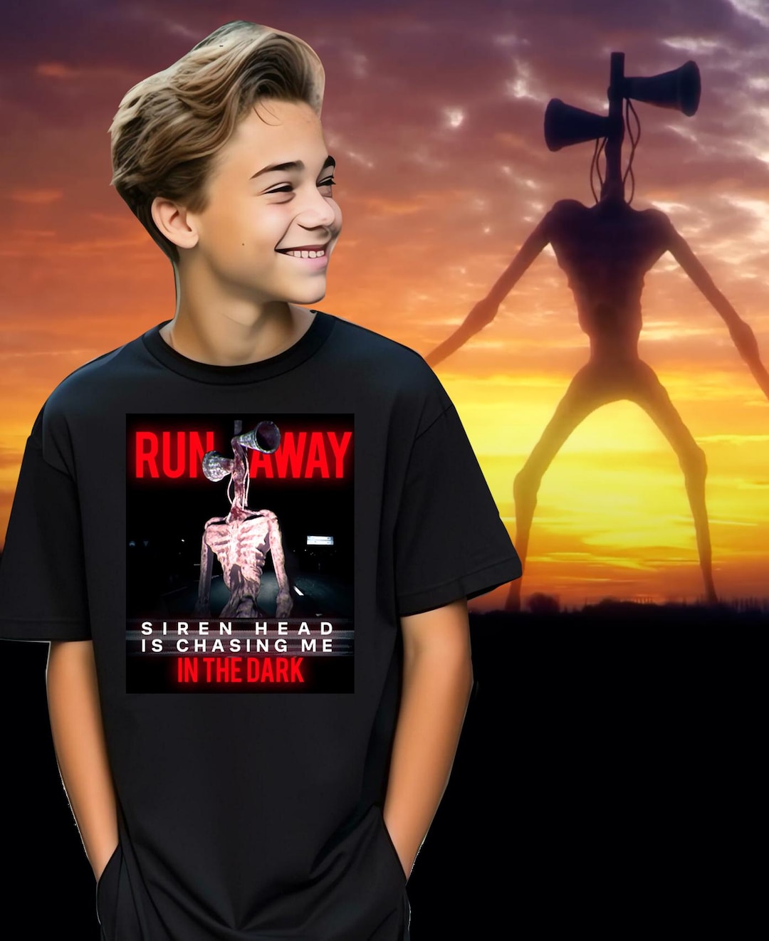 Siren Head is Chasing Me Run Away T-shirt - Etsy