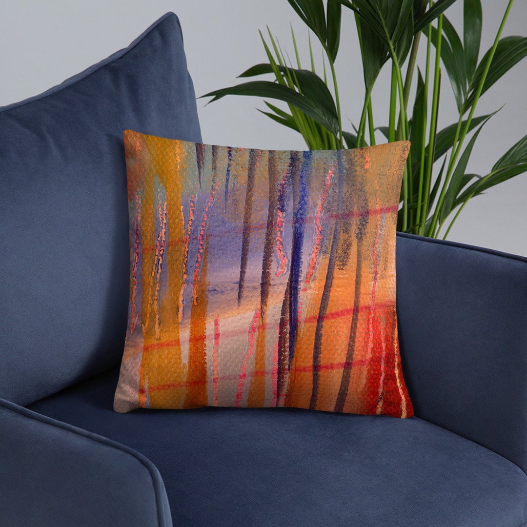 Burnt Orange Abstract Art Throw Pillow - Artisanal Throw Pillow From ...