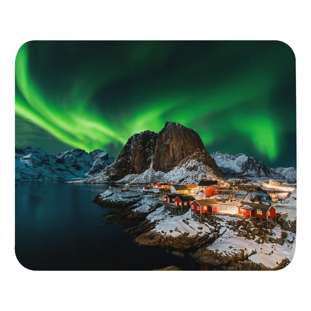 Mouse Pad - Northern Lights Over Hamnoy Norway, Aurora Borealis Landscape Photography - Etsy