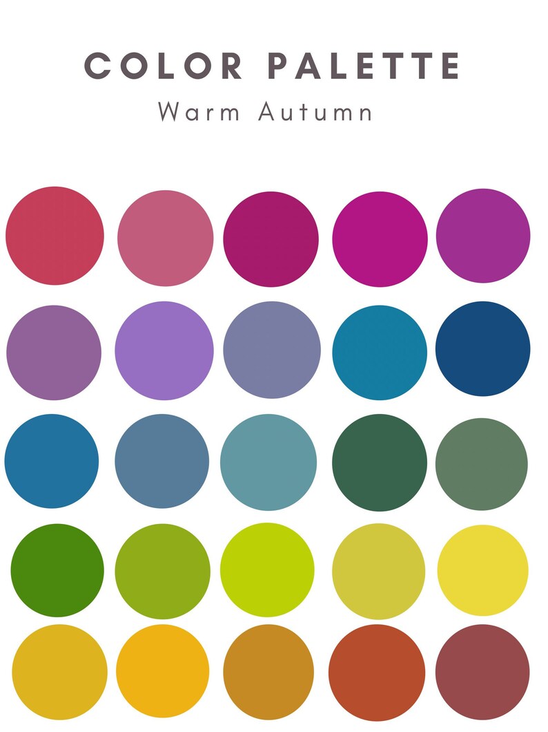 Seasonal Color Analysis Palettes Warm Autumn Palettes | Etsy