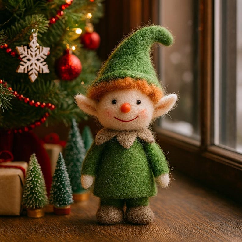 Personalized Christmas Elf Ornament – Handmade Wool Felt Holiday Decor ...