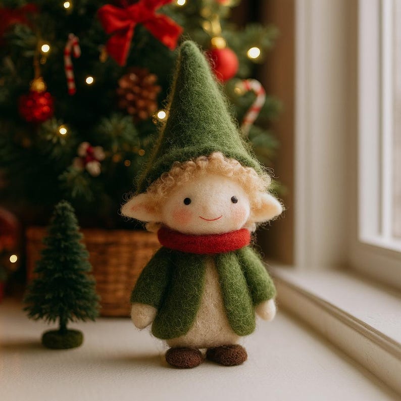 Personalized Christmas Elf Ornament – Handmade Wool Felt Holiday Decor ...