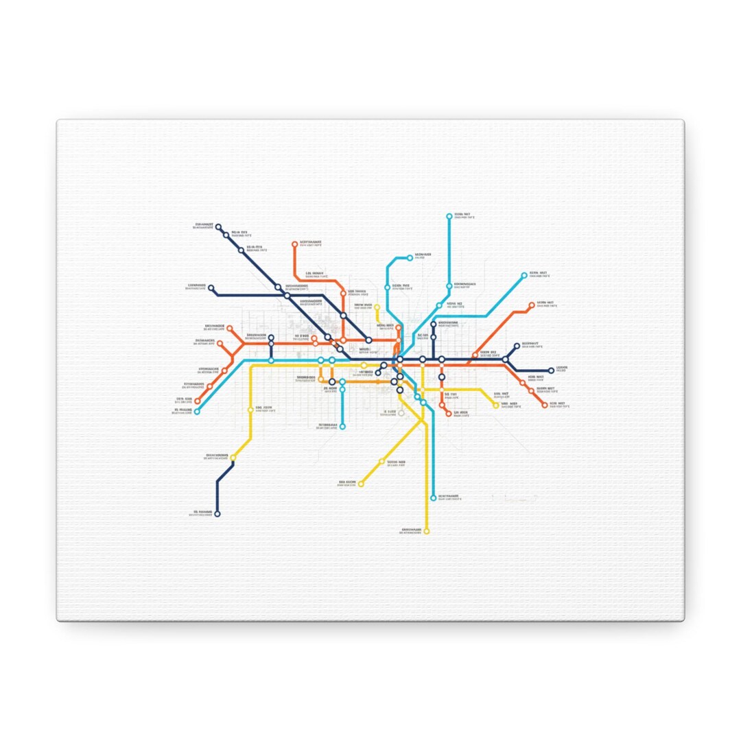 City Transit Schematic Canvas, Metro Map Art | Subway Map Wall Decor - Etsy