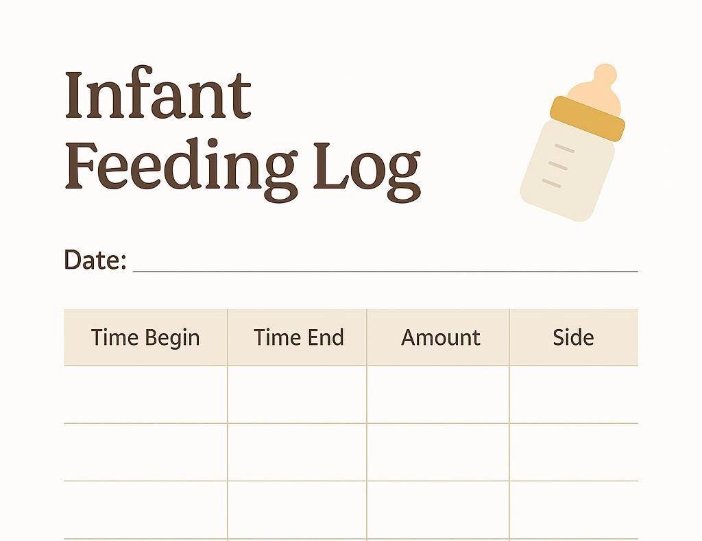 Infant Feeding Log Printable | Baby Breastfeeding & Bottle Tracker ...