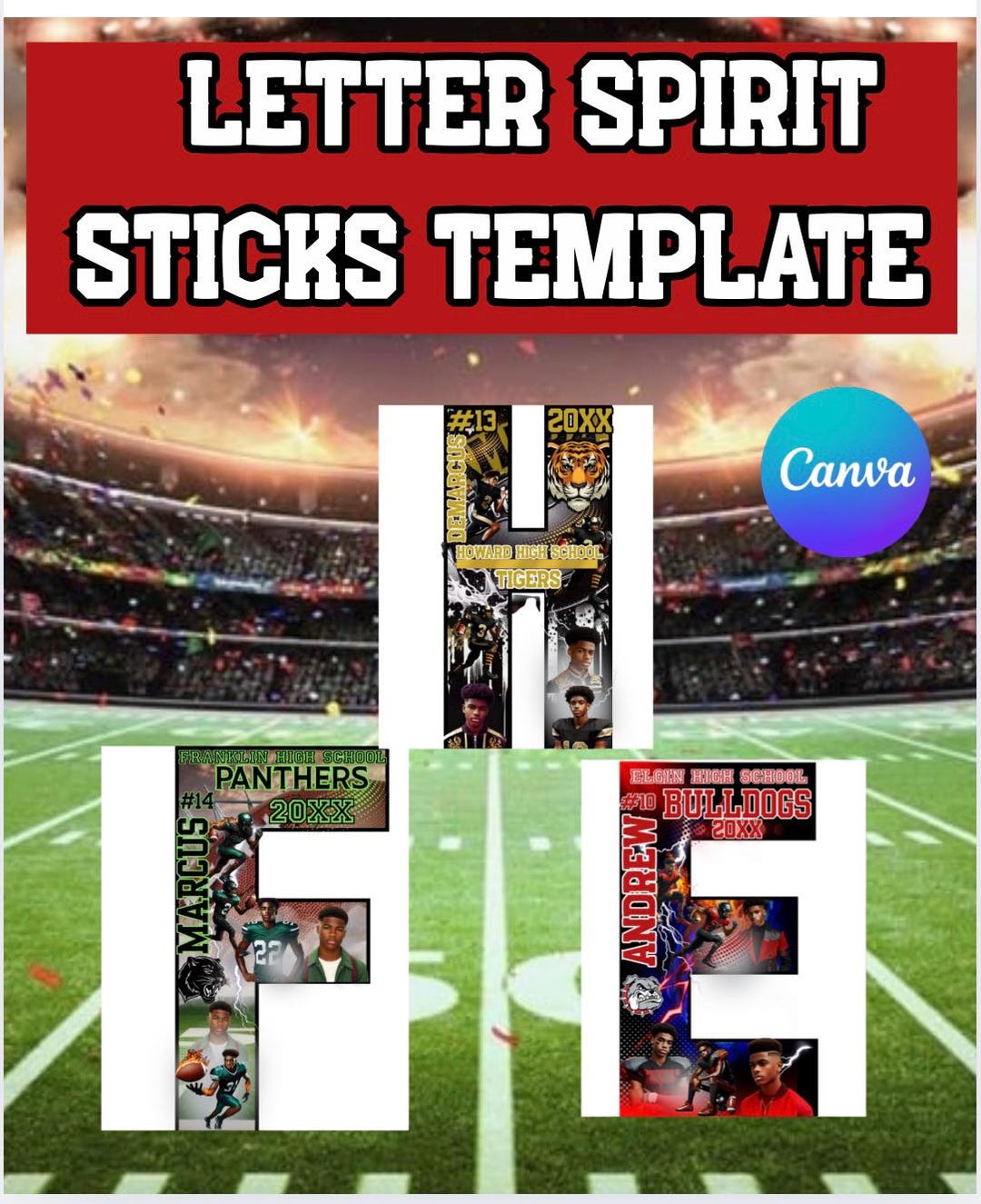 Football Letter Spirit Stick Template - Etsy