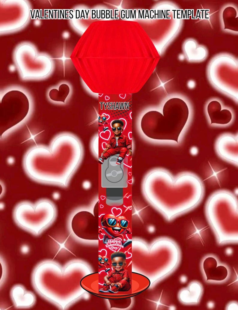 Valentines Day Gum Ball Template - Etsy