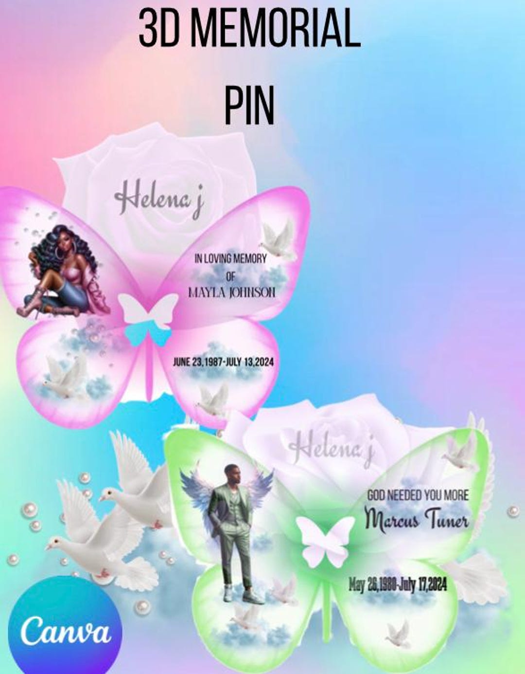 3D Memorial Butterfly Pin Template - Etsy
