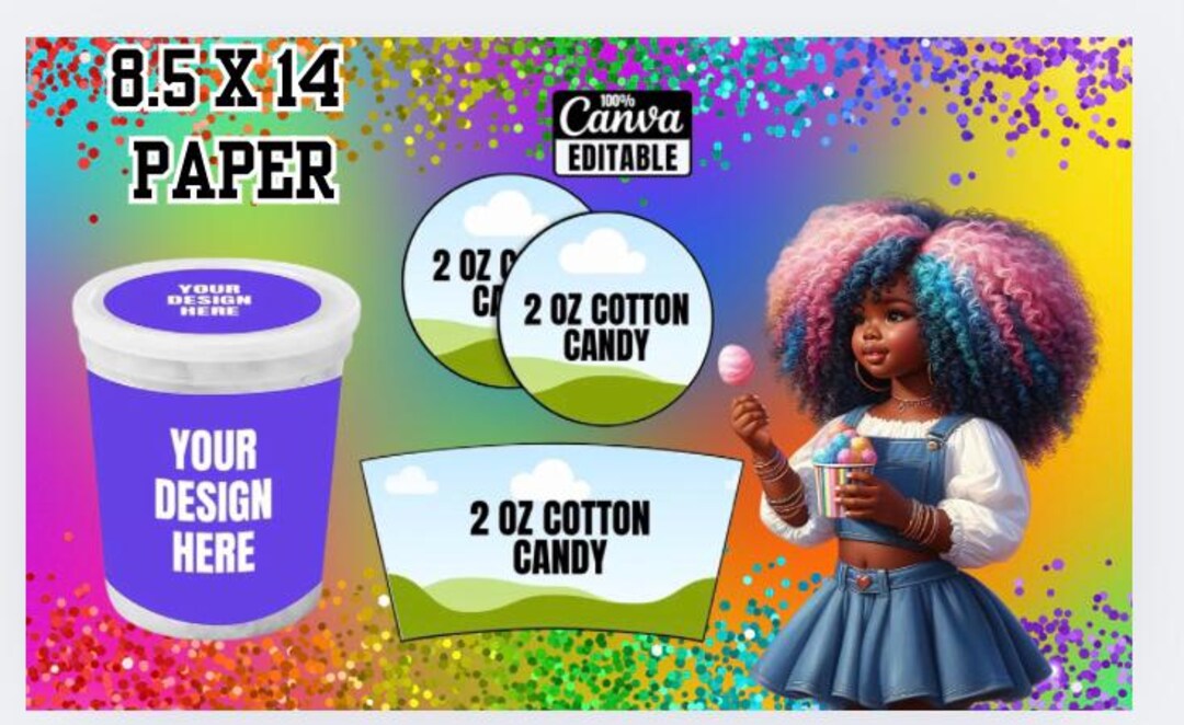 Cotton Candy Label Template - Etsy
