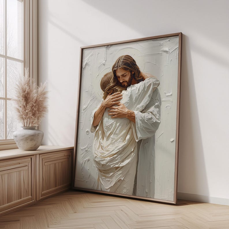 Christian Art Print: Jesus and Woman Impasto Painting (digital Download ...