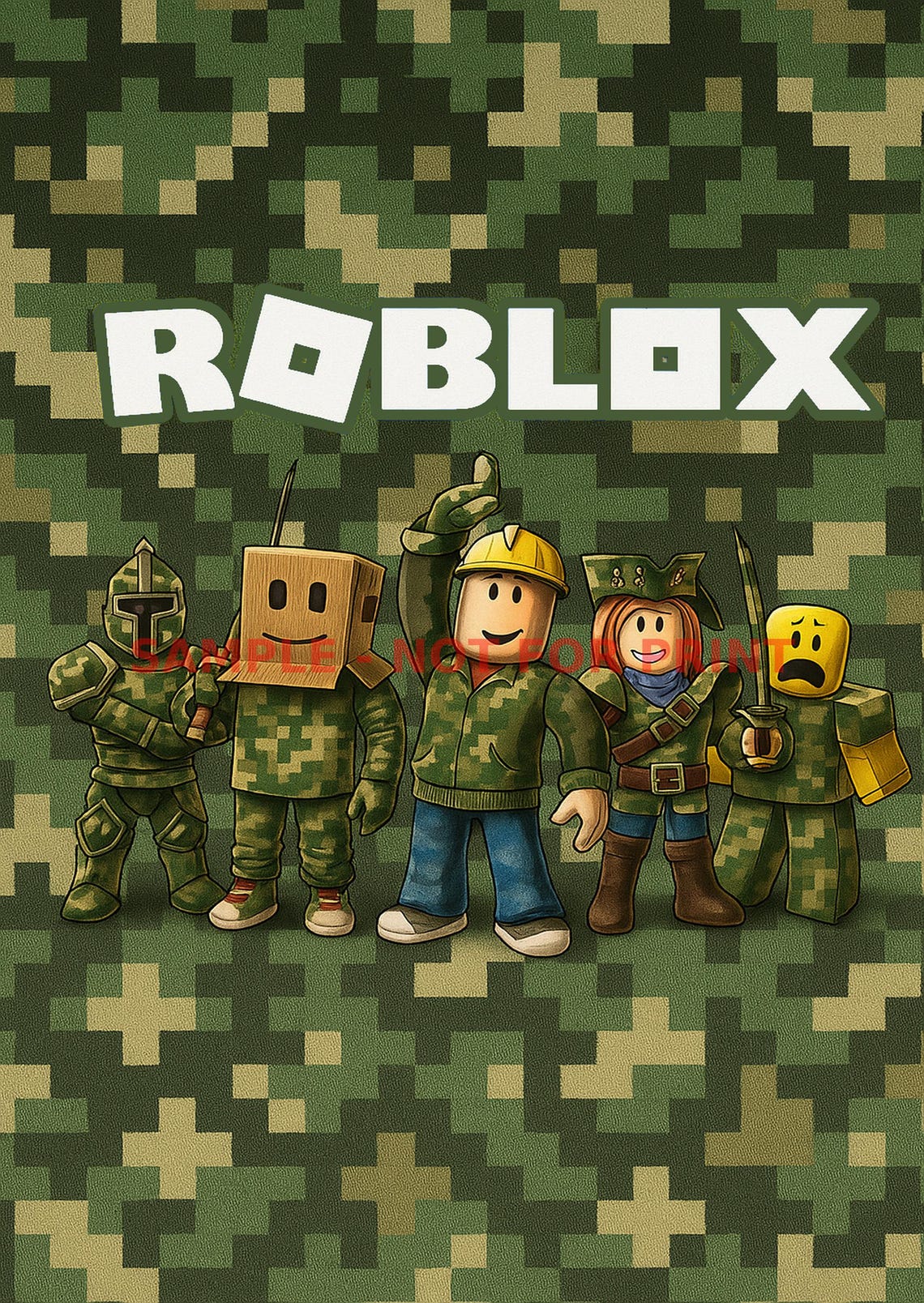 Roblox Camo Poster Printable | Roblox Wall Art | Digital Download ...