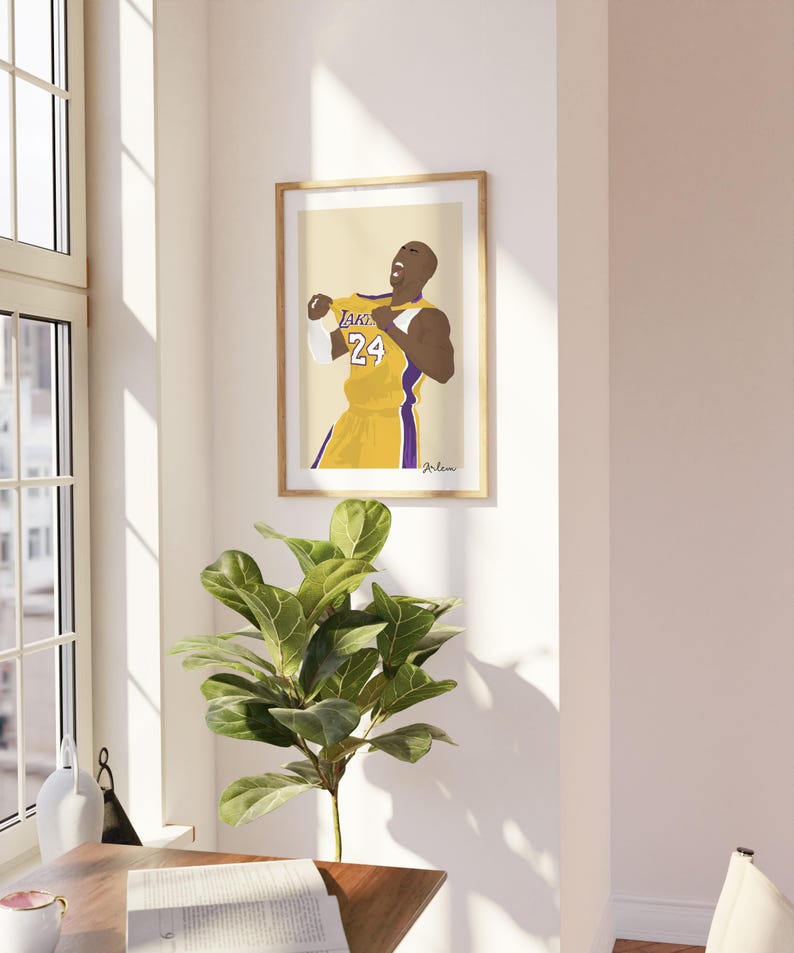 Kobe Bryant Poster - Basketball Poster, Minimalist Wall Art ...