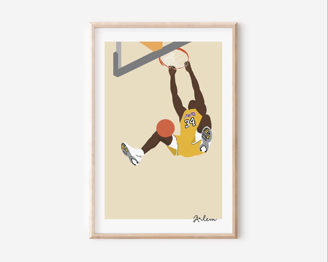 Shaquille O'neal Poster Basketball Wall Art | Shaq Minimalist ...