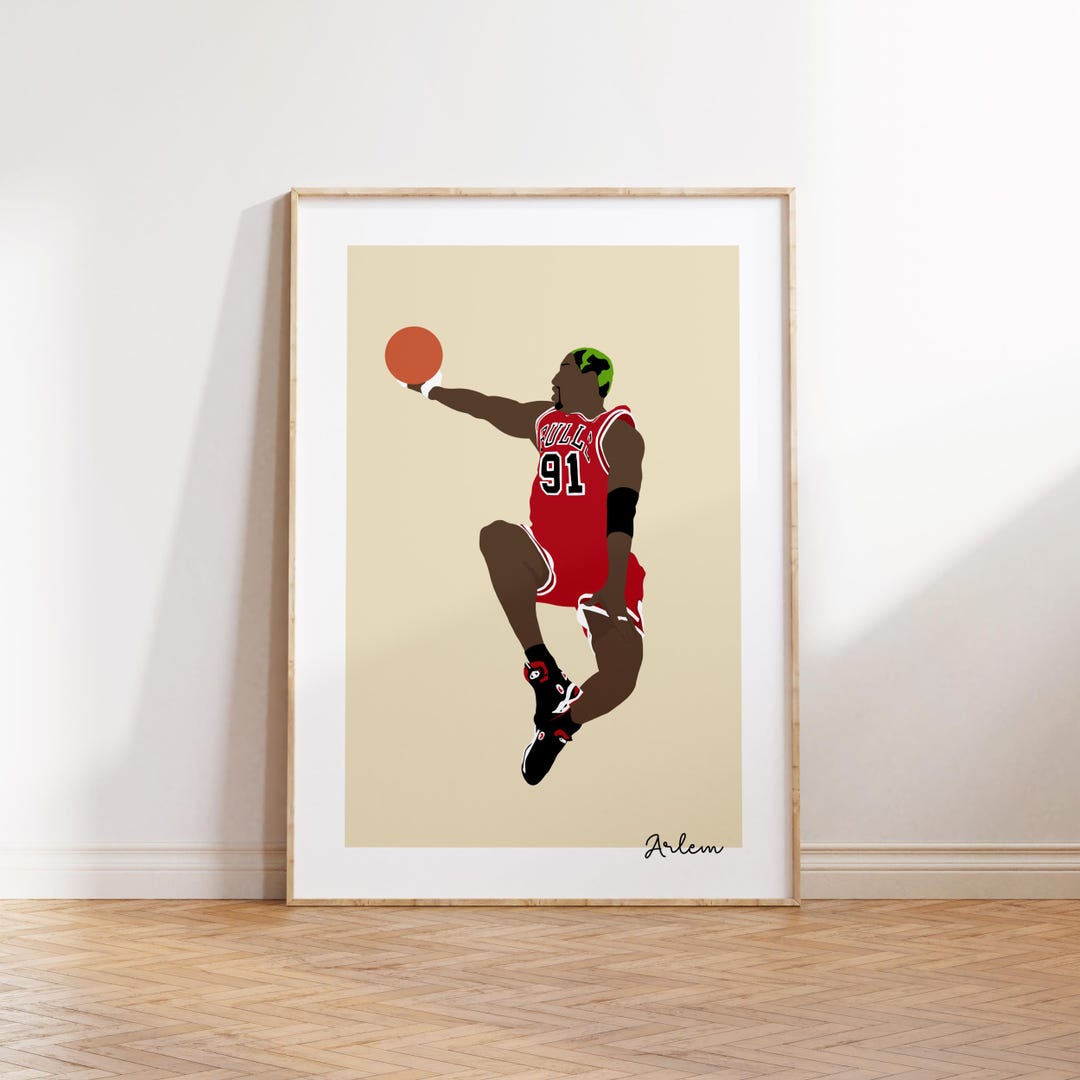 Dennis Rodman Poster | Basketball Wall Art | Vibrant Semigloss Print - Etsy