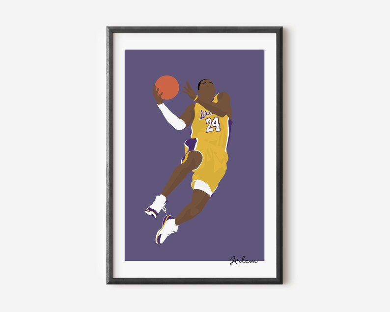 Kobe Bryant Poster - Basketball Poster, Minimalist Wall Art ...