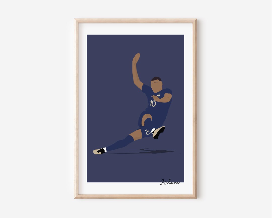 Kylian Mbappé Poster Soccer Wall Art | Minimalist Mbappé Football ...