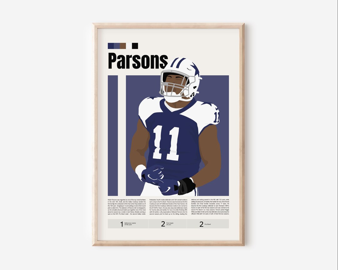 Micah Parsons Poster Football Wall Art | Minimalist Micah Parsons NFL ...