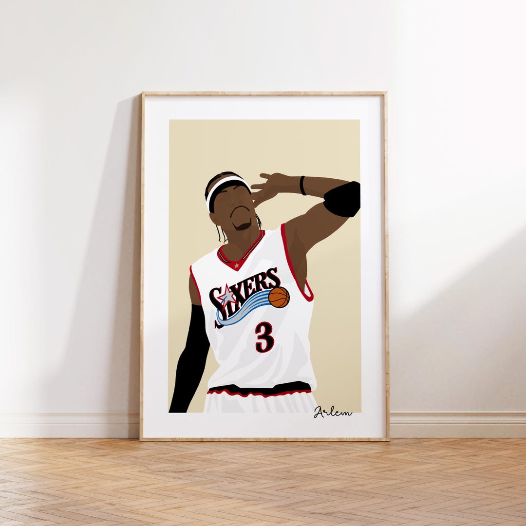 Allen Iverson Poster - NBA Sixers Legend Basketball Poster, Minimalist ...