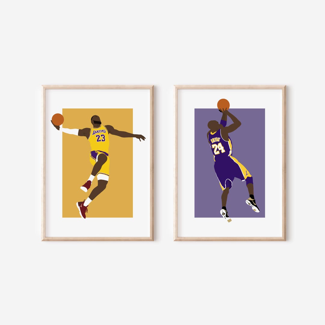 Kobe Bryant & Lebron James Duo Poster Basketball Wall Art | Minimalist ...