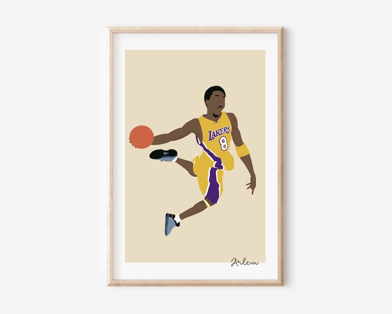 Kobe Bryant Poster - Basketball Poster, Minimalist Wall Art ...