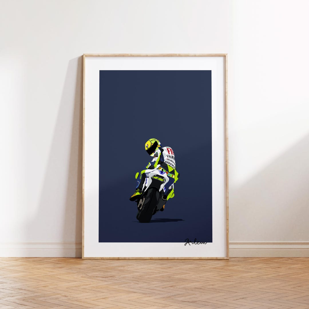 Valentino Rossi Poster | Motogp Legend Wall Art | Minimalist Motorcycle ...