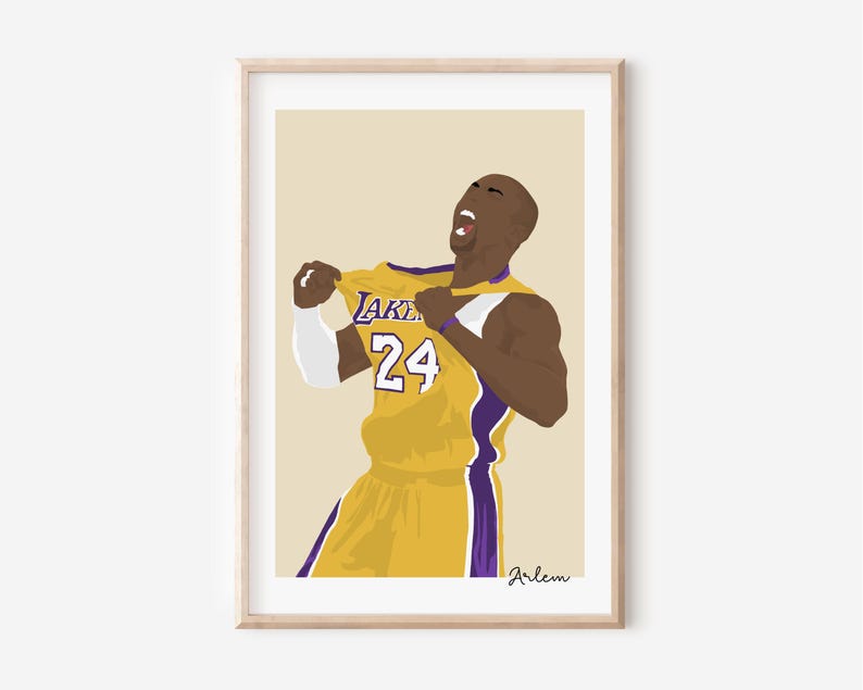 Kobe Bryant Poster - Basketball Poster, Minimalist Wall Art ...