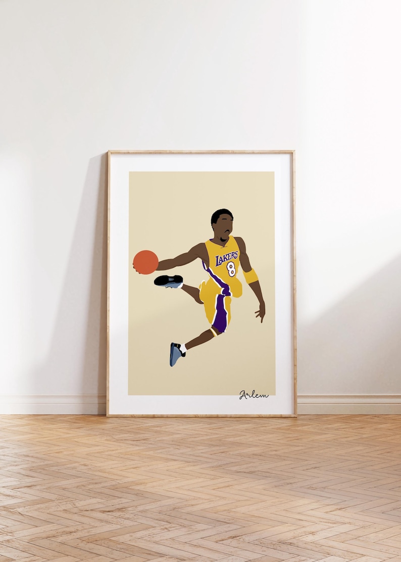 Kobe Bryant Poster - Basketball Poster, Minimalist Wall Art ...