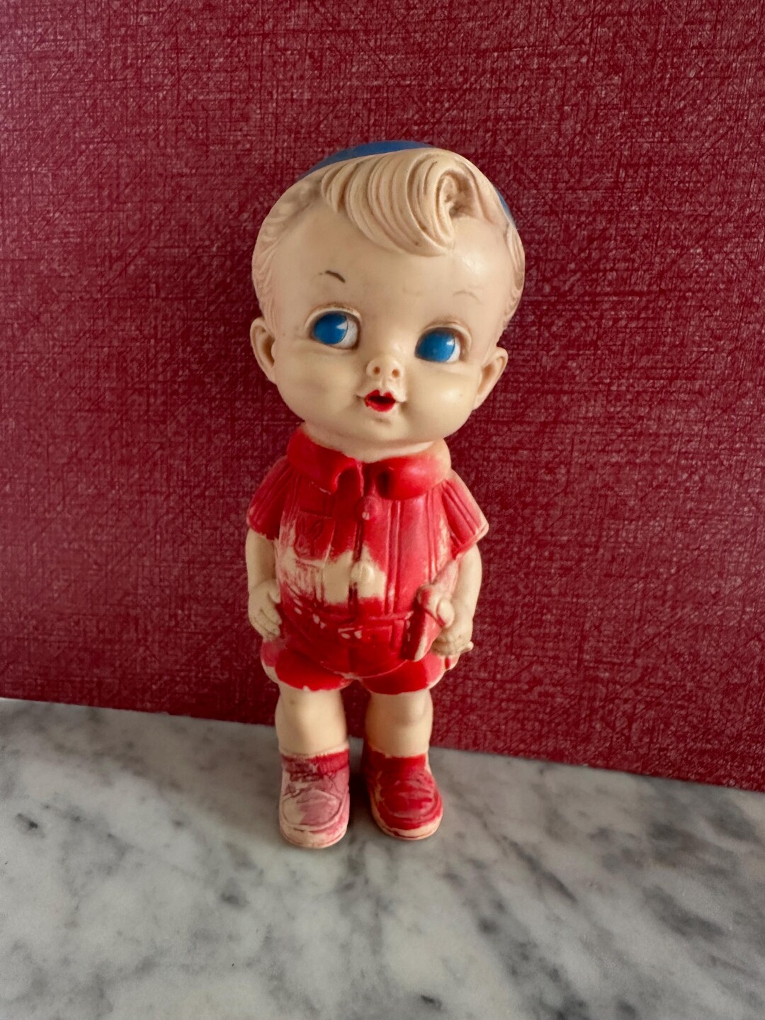Vintage Rubber Boy, Squeak Toy, Red Outfit, Mobley Co. 1958 - Etsy